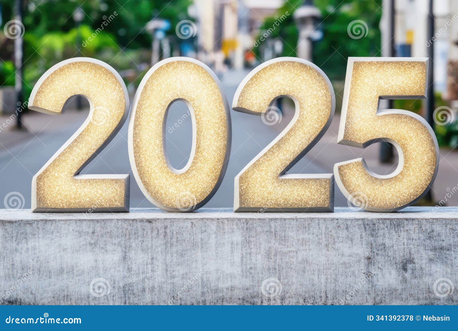 Glowing 2025 Numbers With Sparkling Stars In Cosmic Background Stock ...