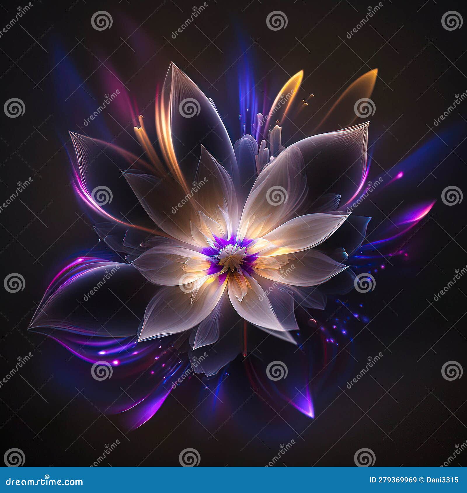 Glowing Opalescent Lotus: Translucent Beauty on Black Stock ...