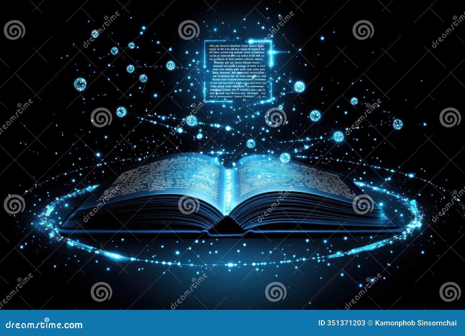 Glowing Open Book Knowledge Data Digital Futuristic Education Stock ...