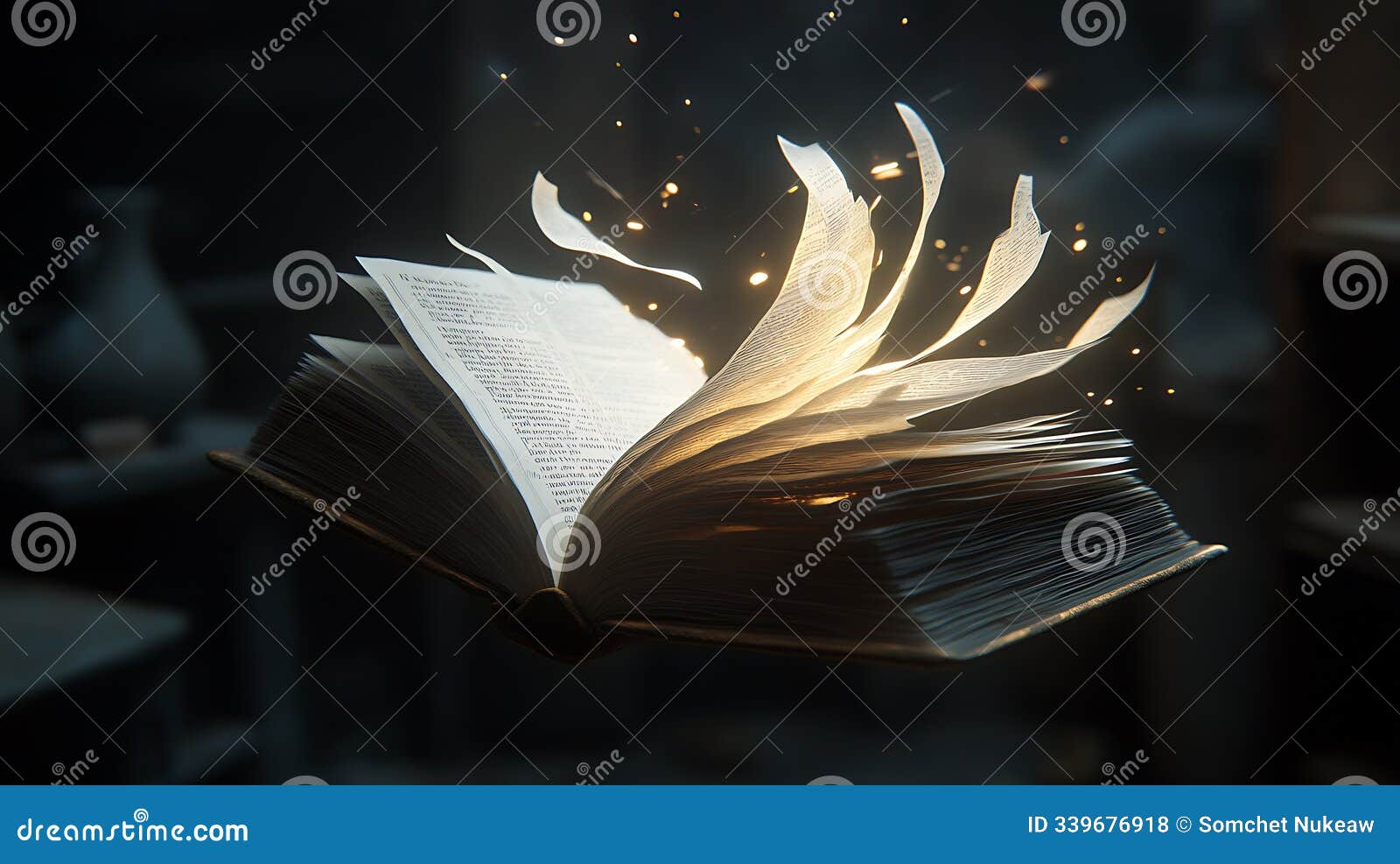 Glowing Open Scroll Parchment Revealing The Book Of The Bible. Book Of ...