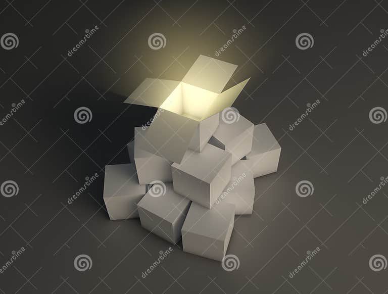 Glowing open box stock illustration. Illustration of pack - 21561357