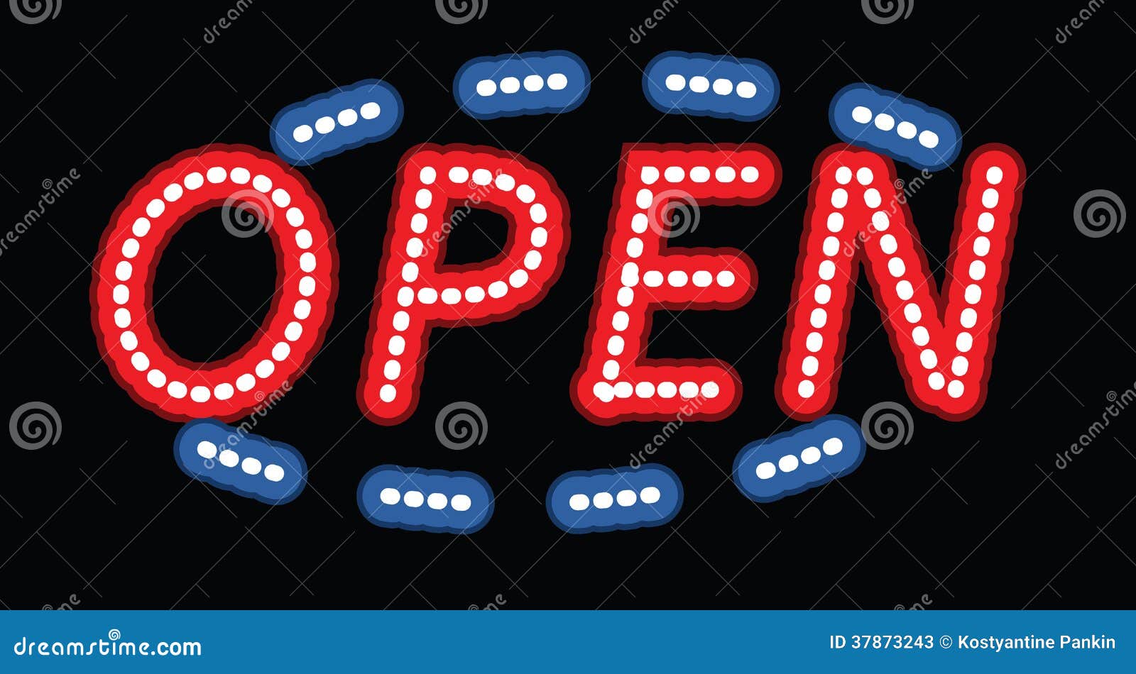 Glowing open sign stock vector. Illustration of glow - 37873243