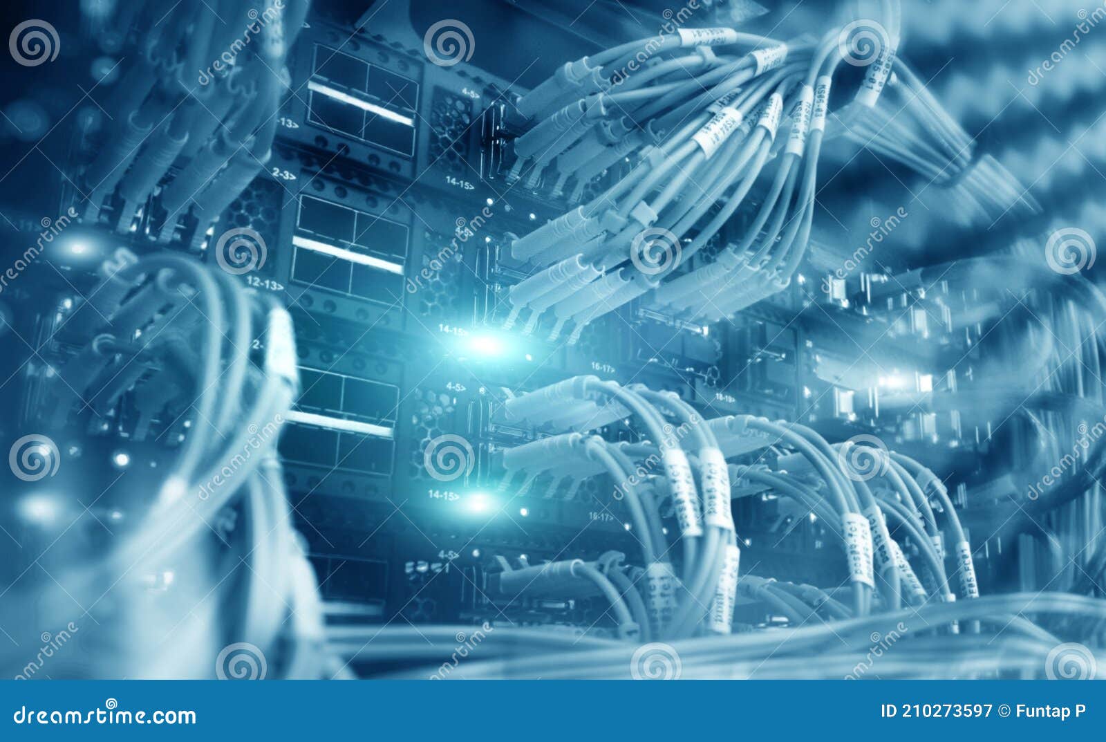 Glowing Optical Cable in Data Center. Stock Illustration - Illustration ...