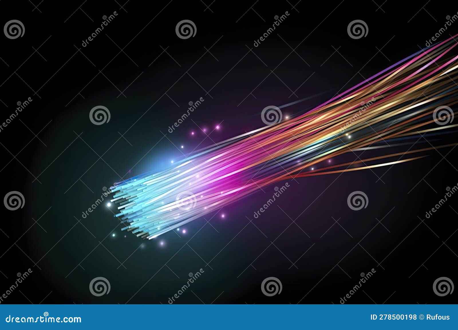 Glowing Optical Fiber Cable or Wire Realistic Vector, Fiber Optics ...