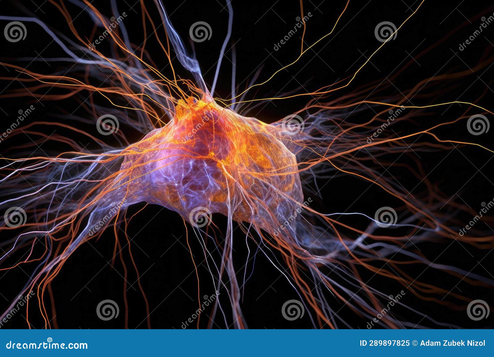 A Glowing Orange and Blue Cell Stock Illustration - Illustration of ...