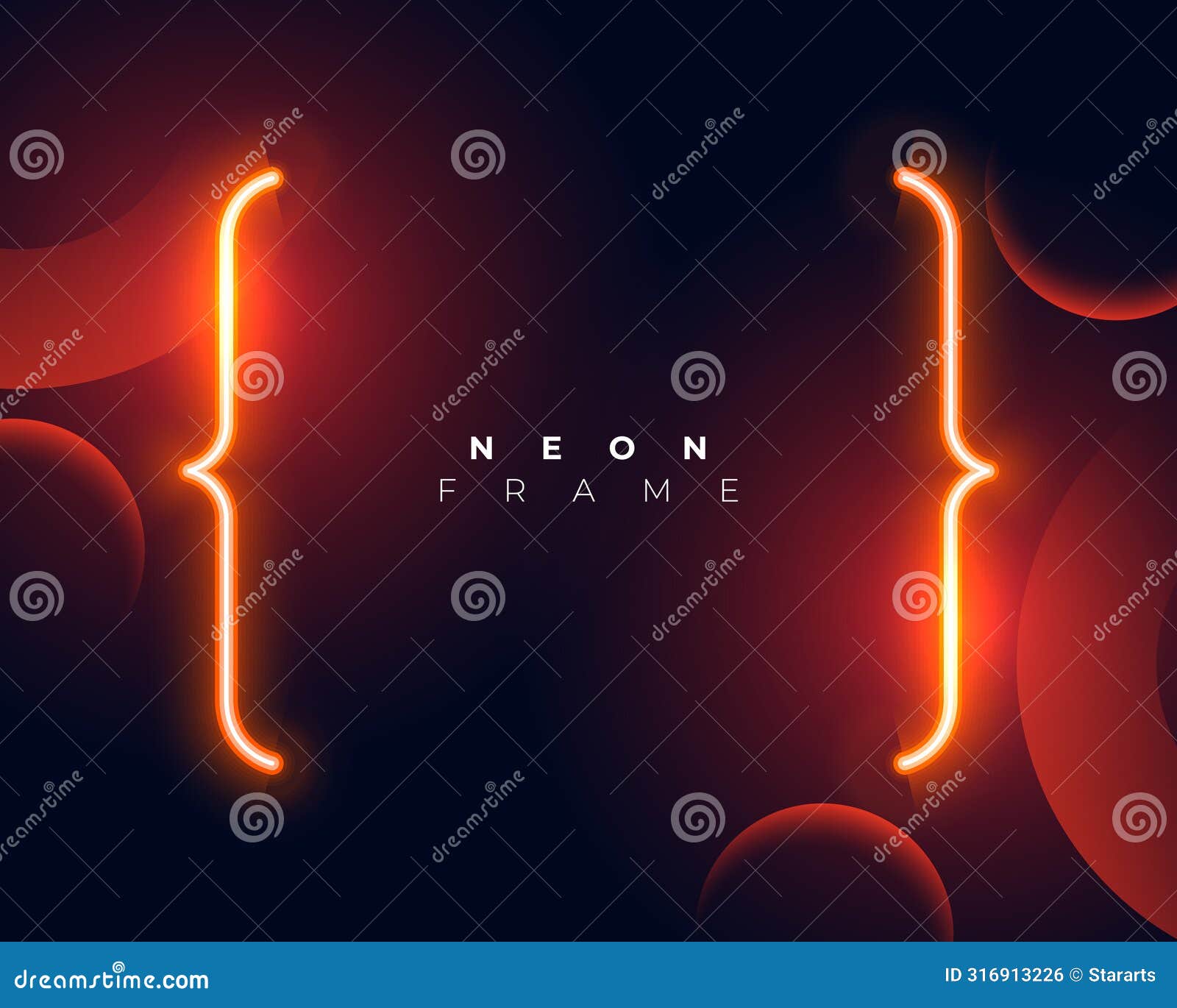 Glowing Orange Color Neon Bracket with Empty Space Stock Vector ...