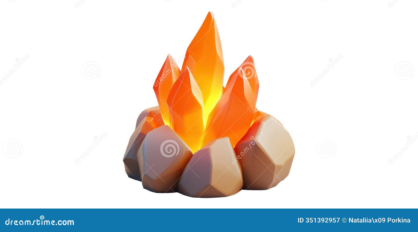 Glowing Orange Crystals Surrounded by Rocks Isolated on Transparent ...