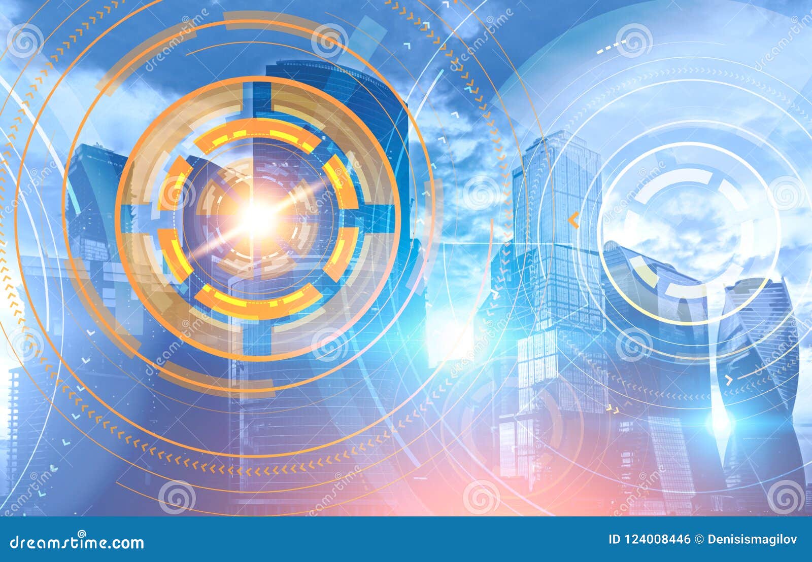 Abstract Gui Interface in Blue City Stock Illustration - Illustration ...