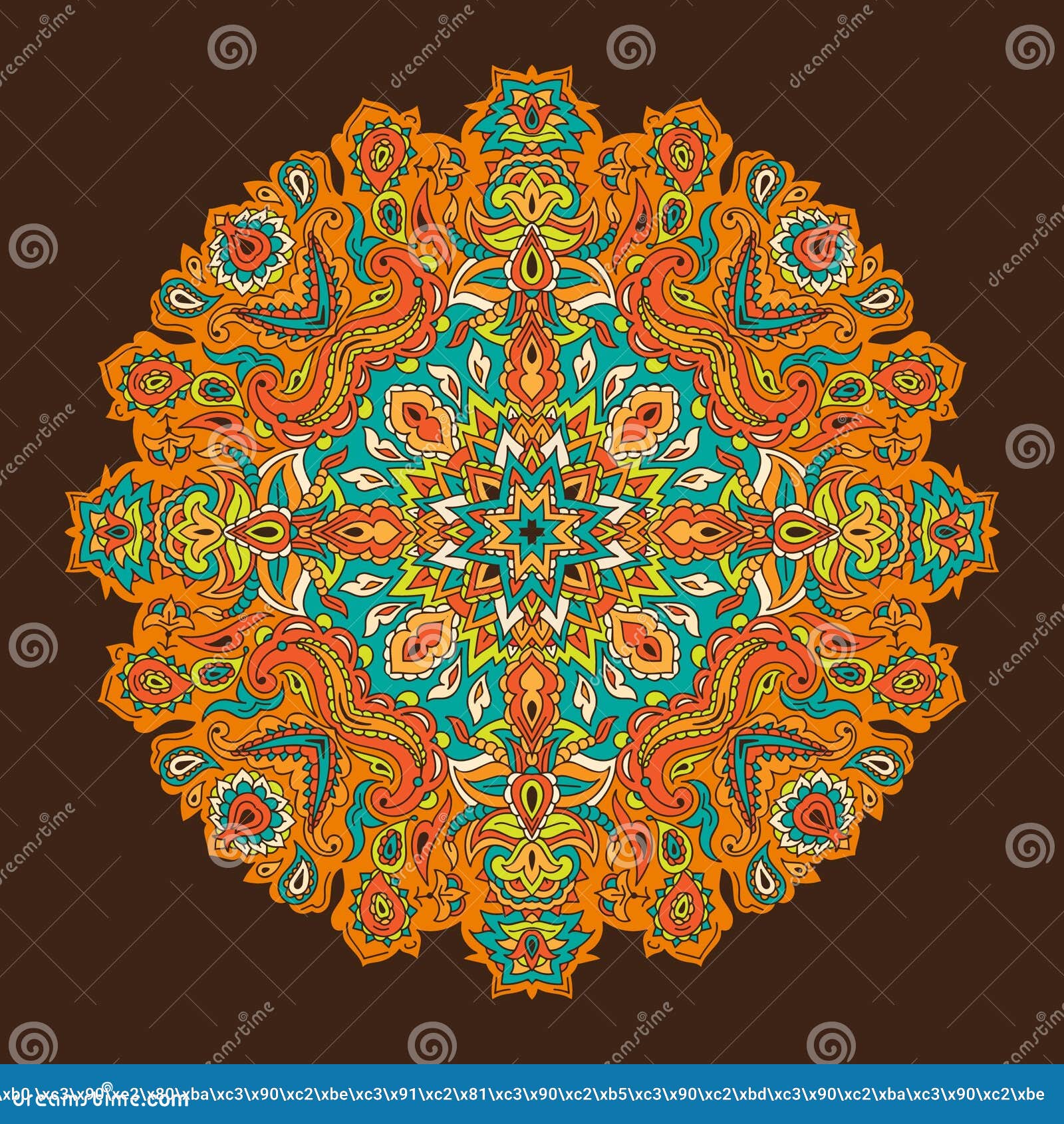 Glowing Orange Mandala on a Gradient Background. Stock Vector ...