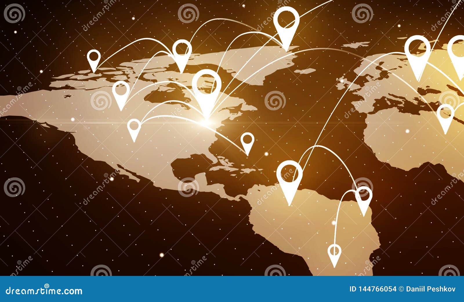 Glowing Orange Map Backdrop Stock Illustration - Illustration of icon ...