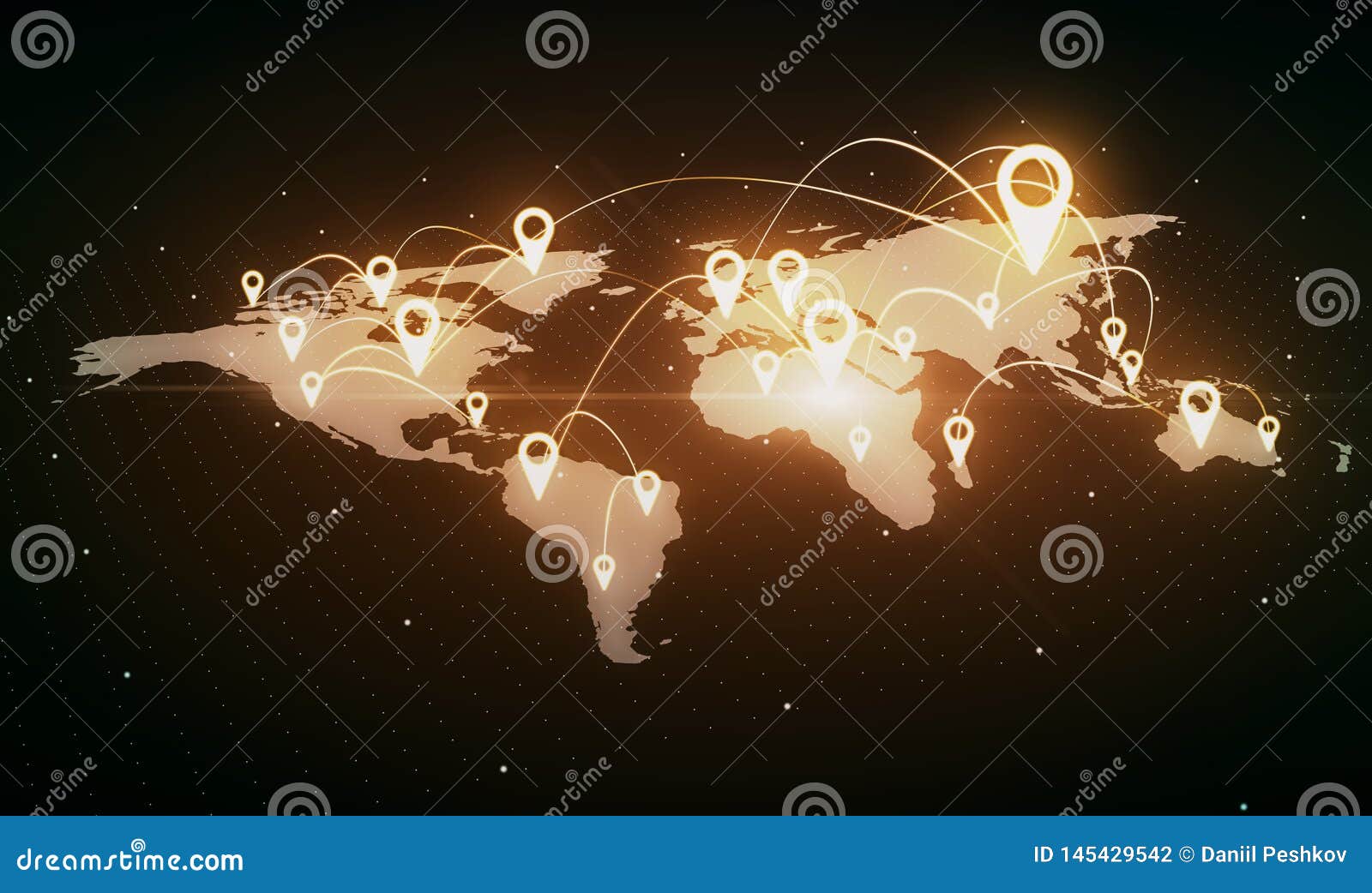 Glowing Orange Map Background Stock Illustration - Illustration of ...