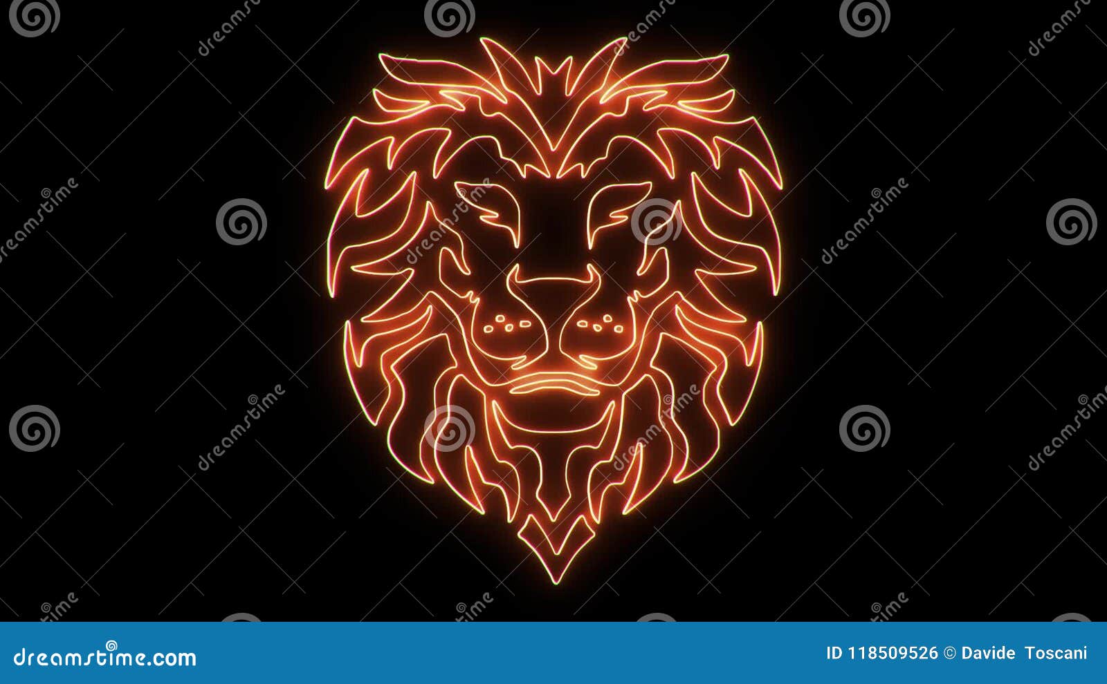 Orange Neon Lion Head Animated Logo Loopable Graphic Element V1 Stock ...