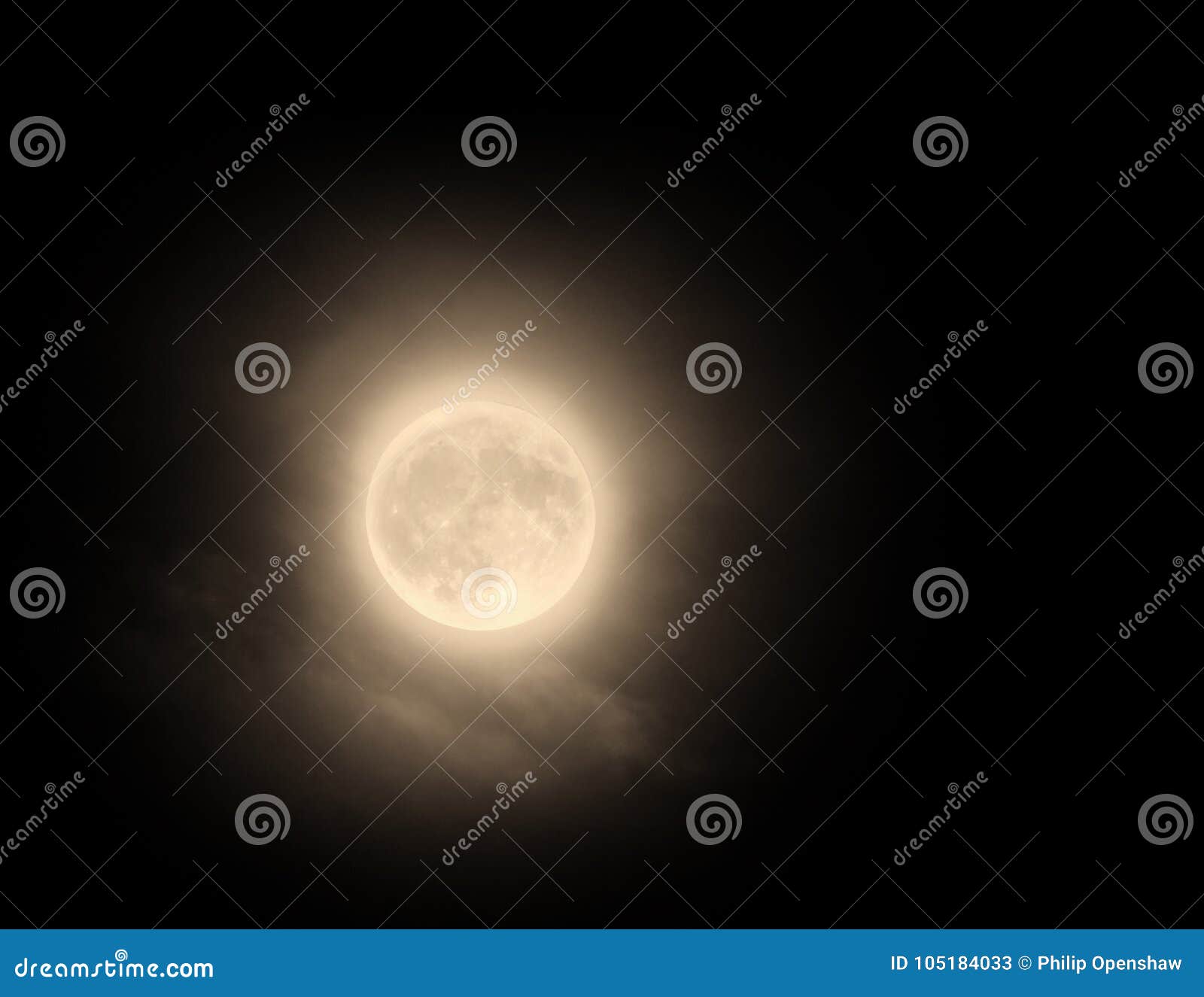 Glowing Orange November Full Moon with Light Blurred by Clouds Stock ...