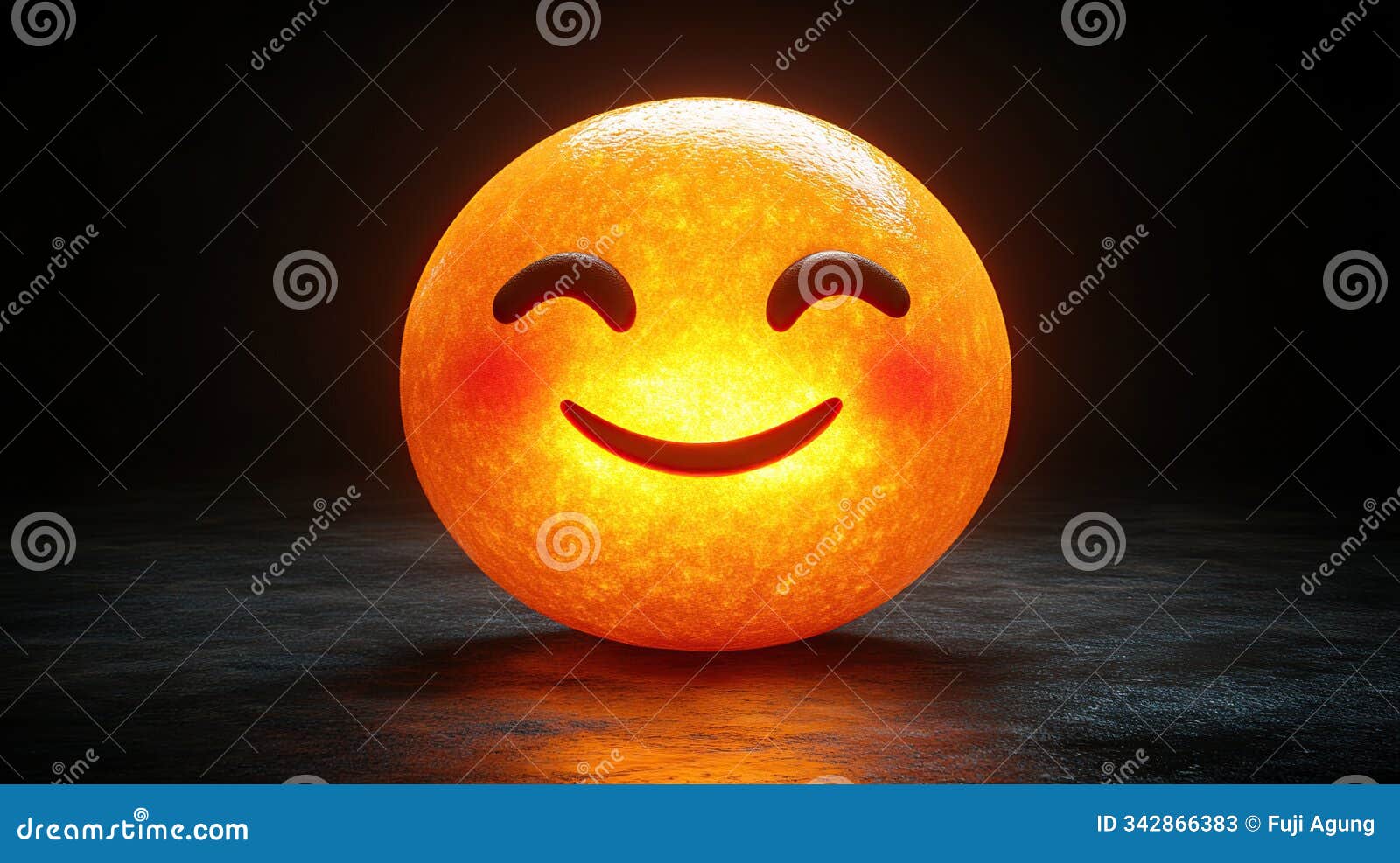 A Glowing Orange Sphere with a Smiling Face Emoticon Stock Illustration ...