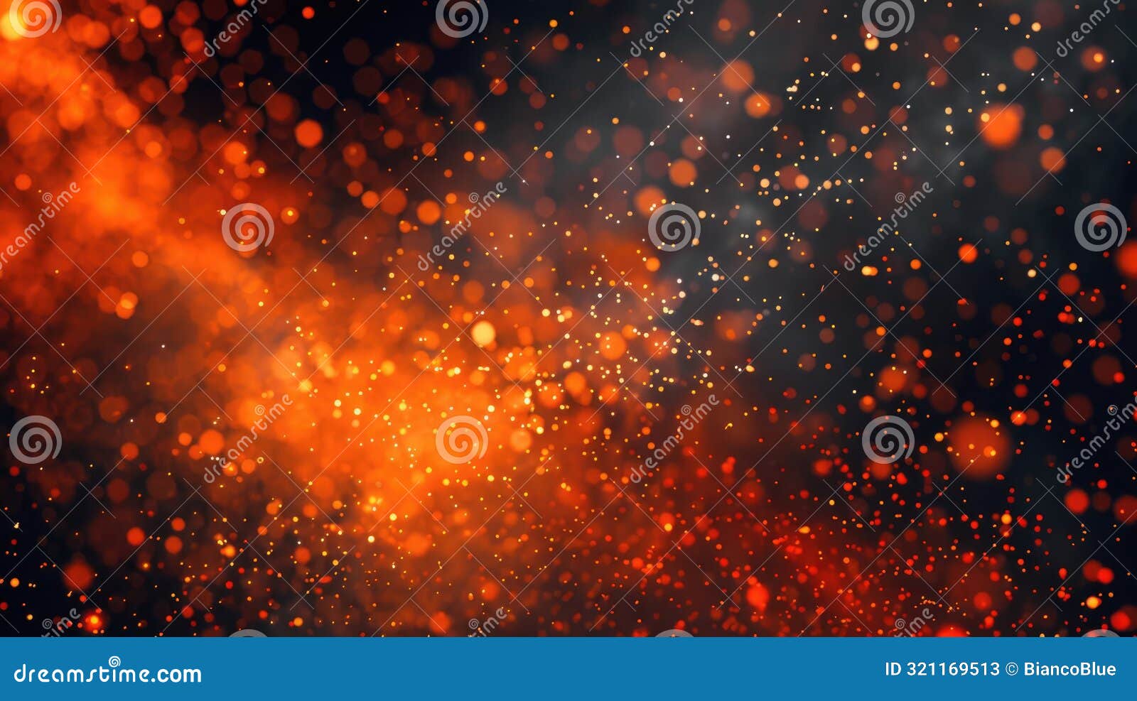 Glowing Orange and Yellow Particles Float through a Dark Background ...