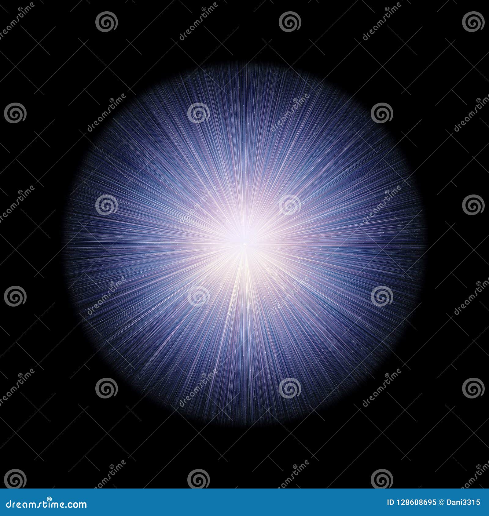 Glowing Orb with Rays of Light on Black Background Stock Illustration ...