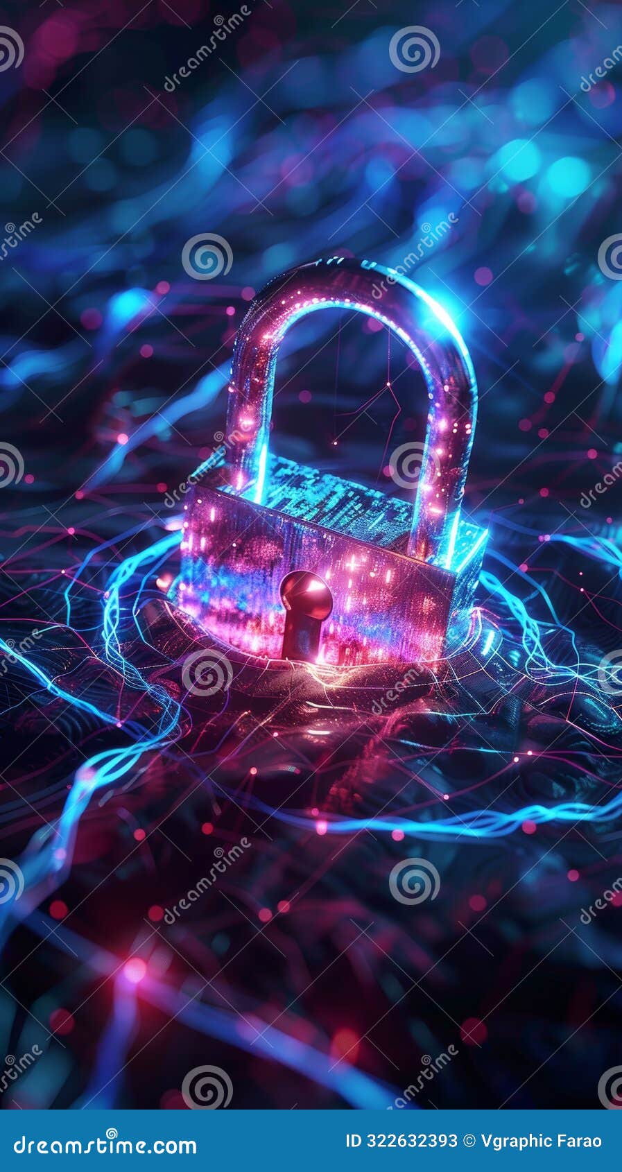 Glowing Padlock with Digital Network Background, Cybersecurity Concept ...