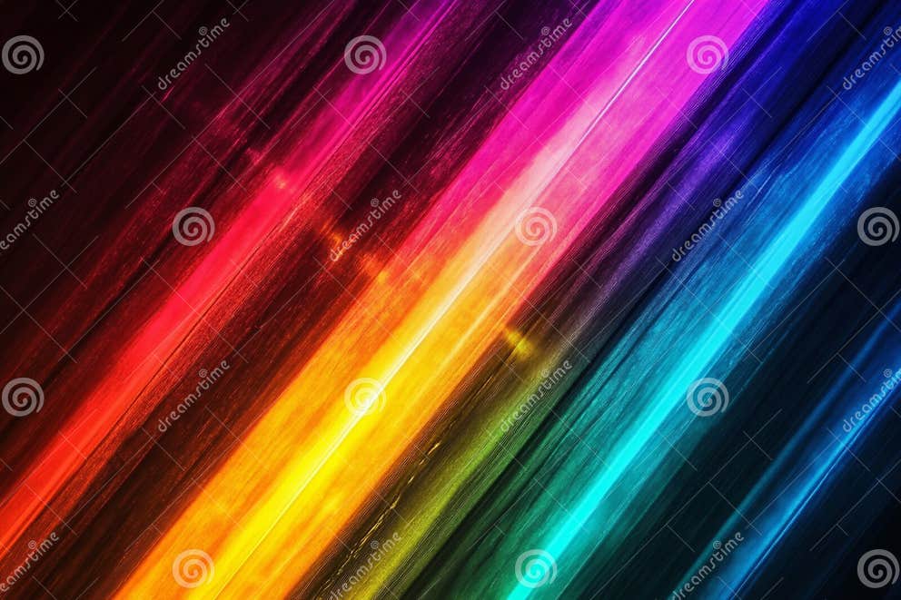 Colorful Abstract Rainbow Spectrum with Glowing Parallel Lines Radiates ...