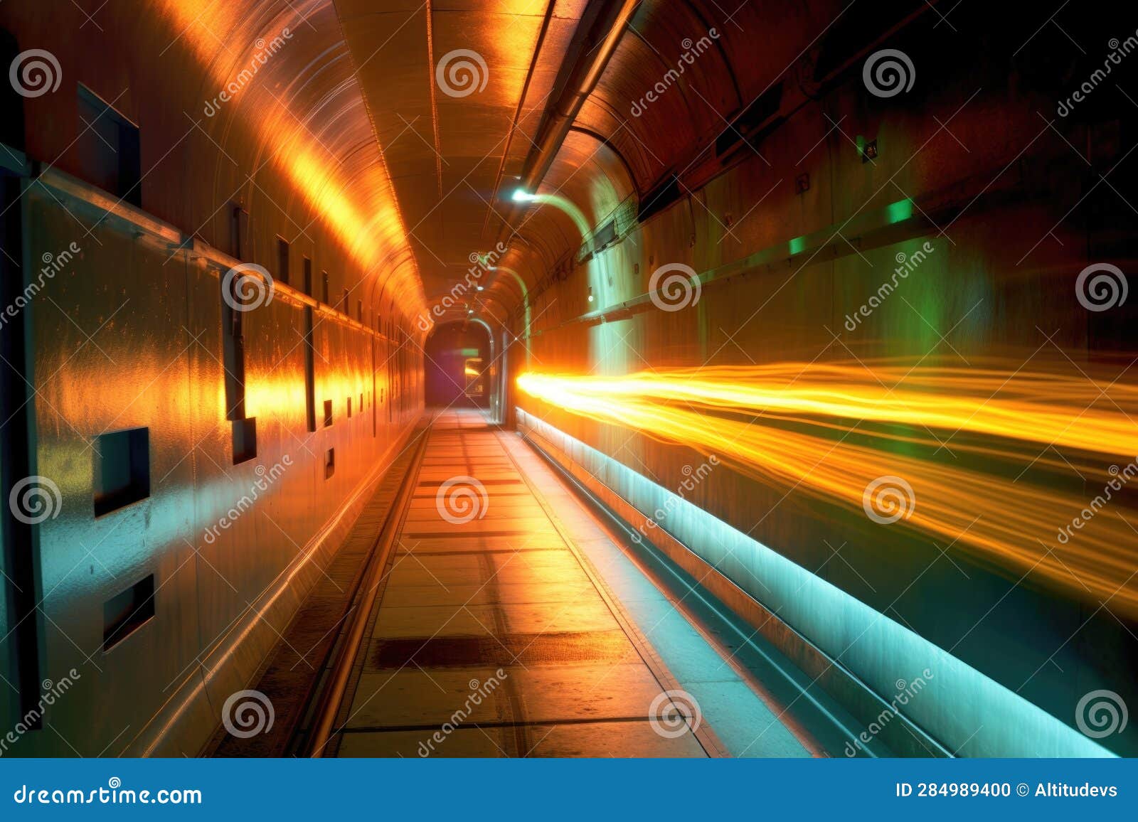 Glowing Particle Beams Inside the Accelerators Tunnel Stock ...