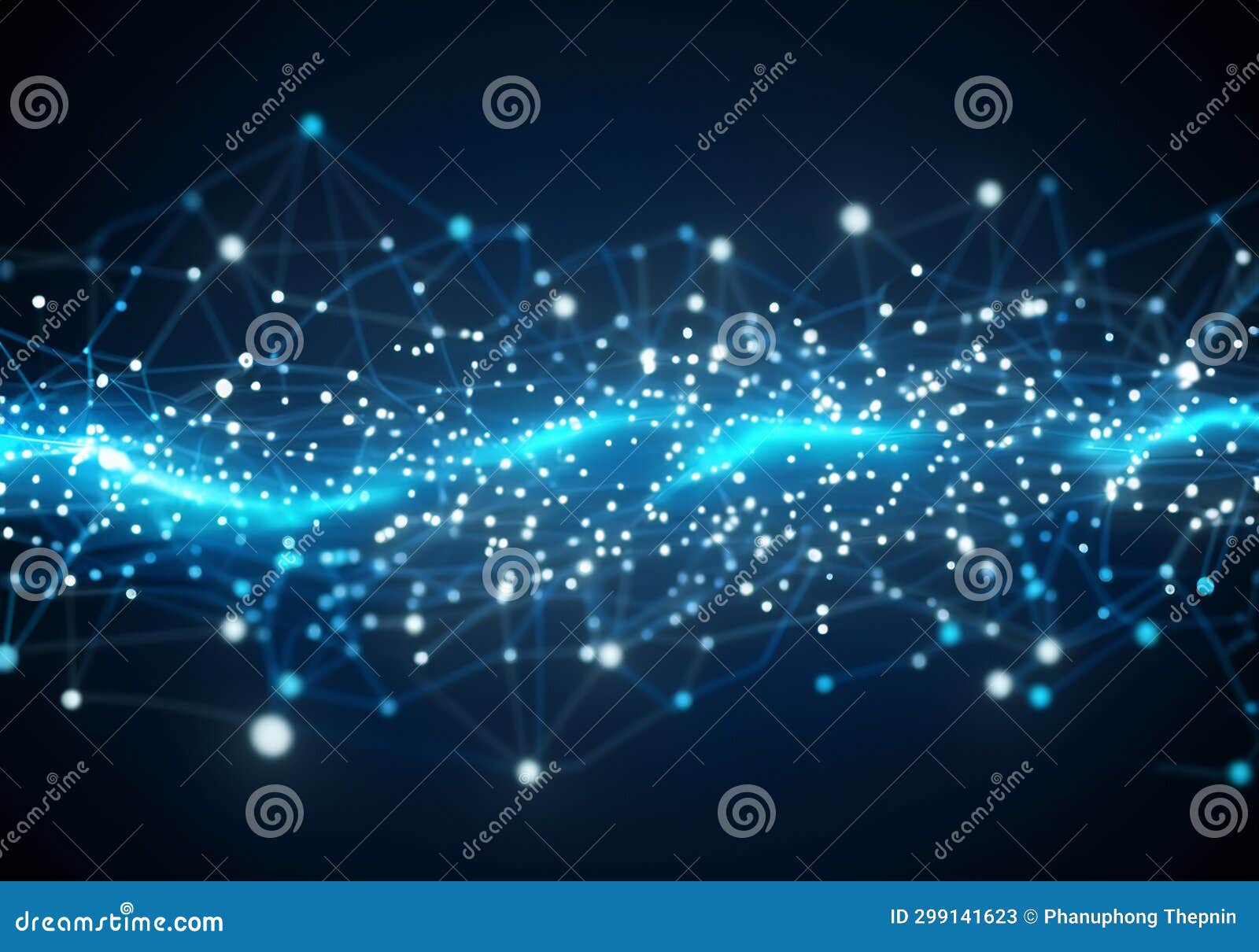 Glowing Particle Data Flowing in the Network Stock Illustration ...
