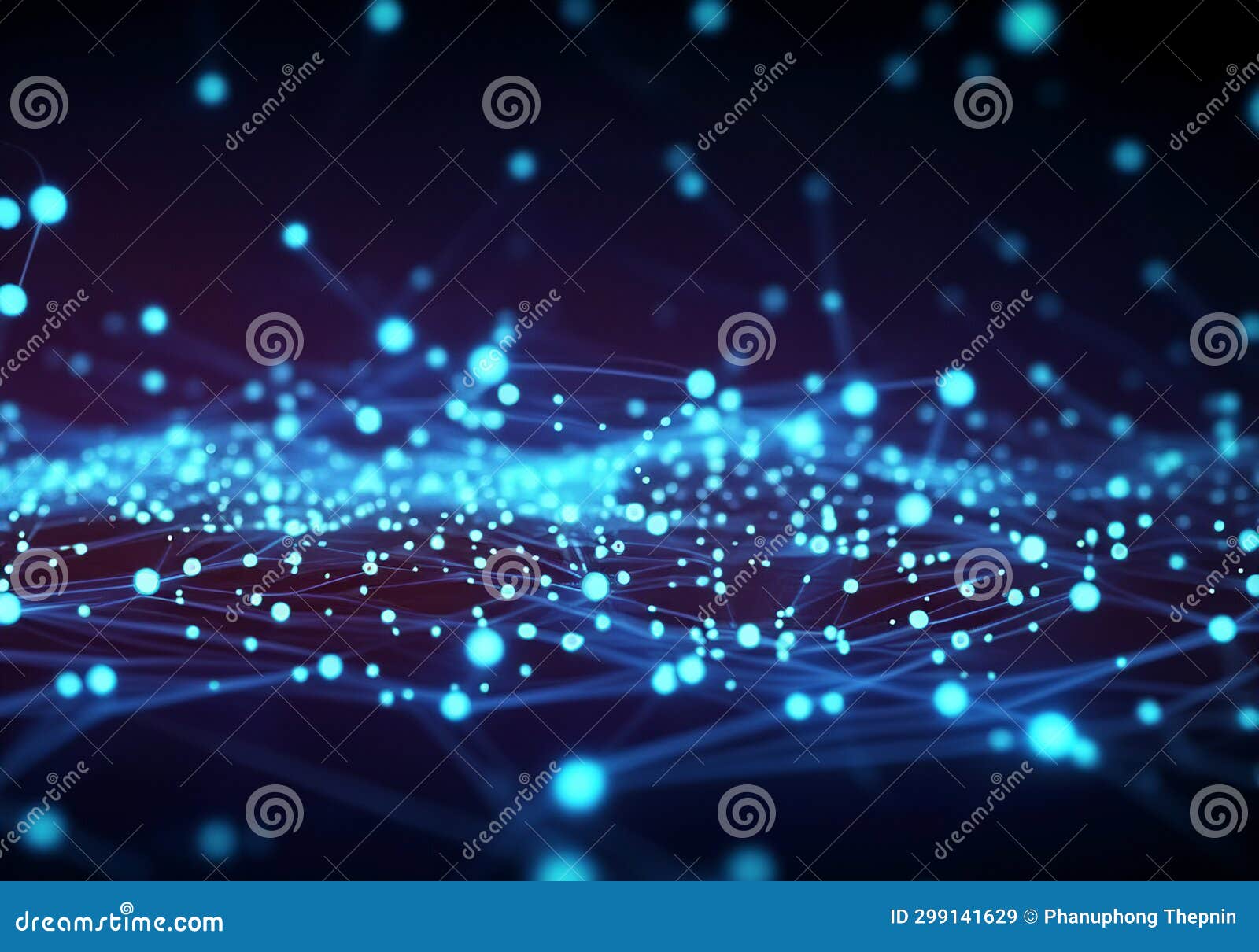 Glowing Particle Data Flowing in the Network Stock Illustration ...