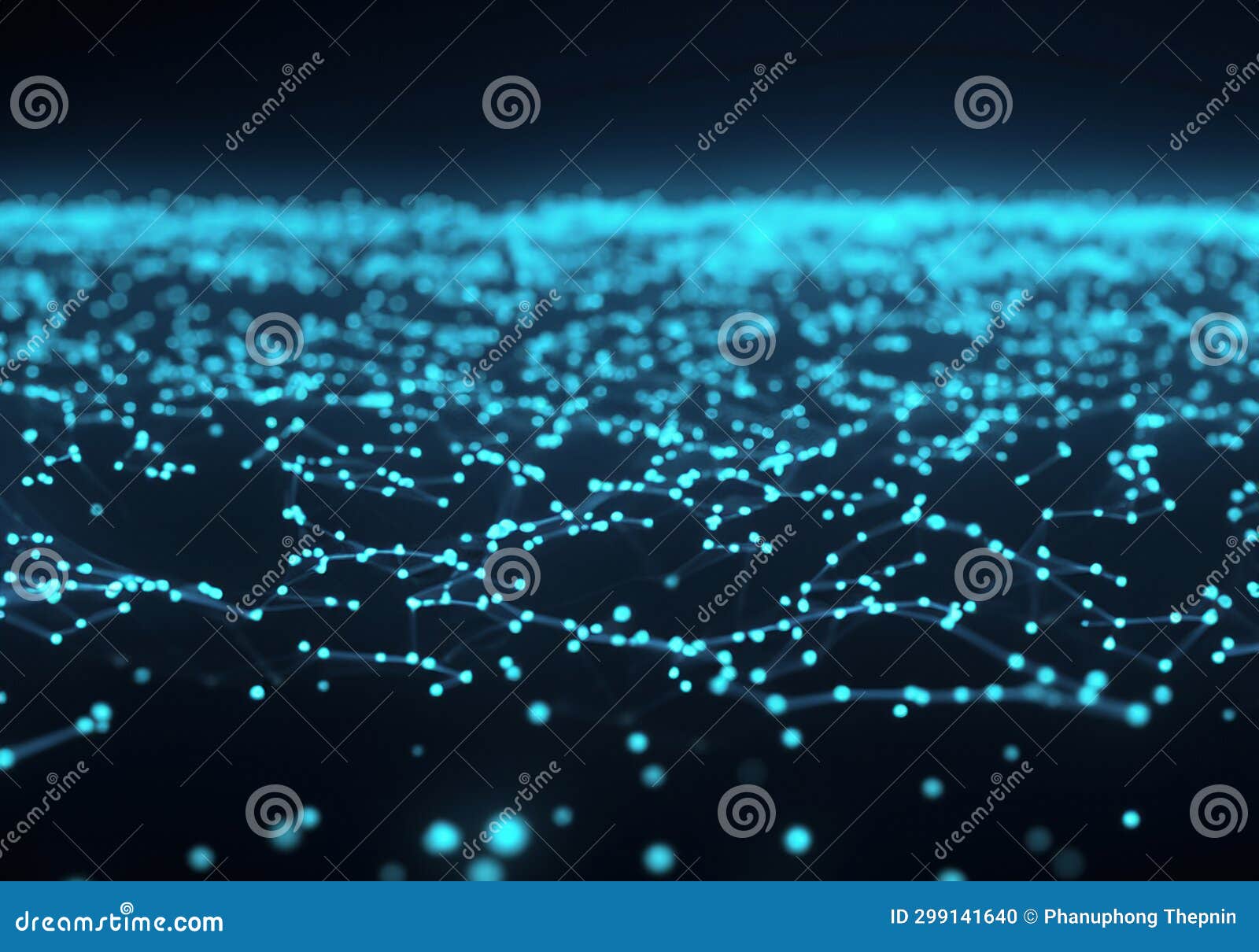 Glowing Particle Data Flowing in the Network Stock Illustration ...