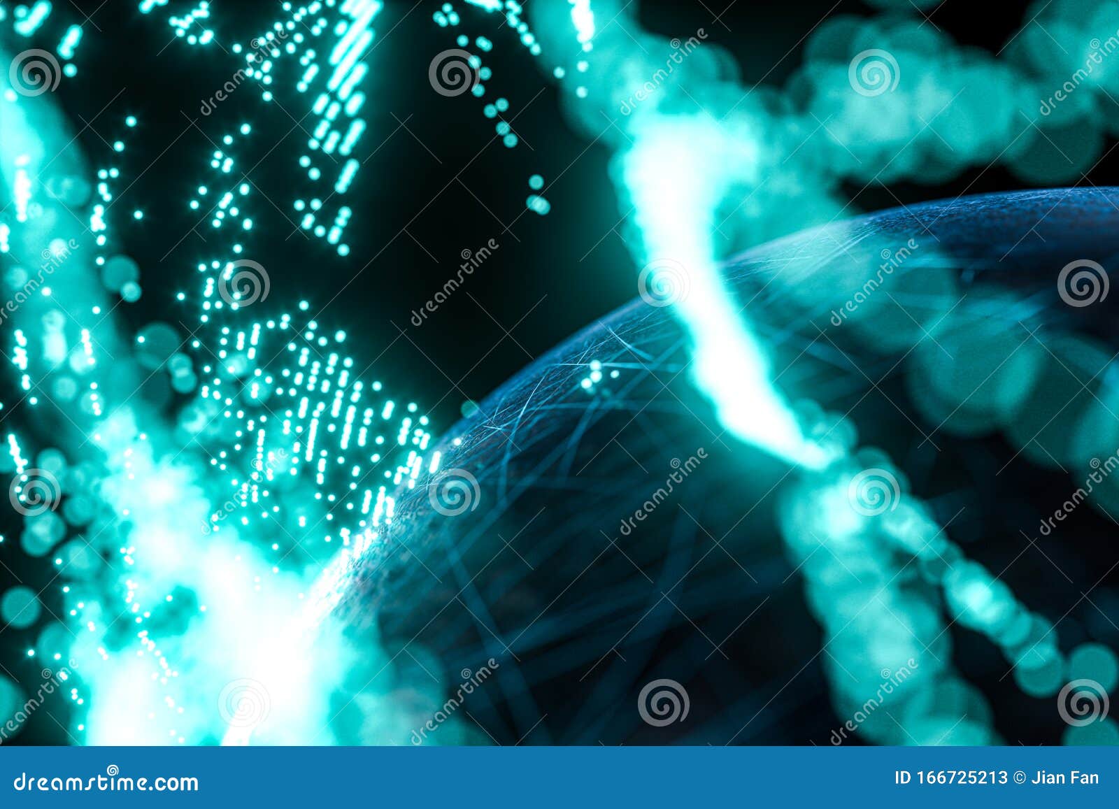 Glowing Particles Surrounding Around the Planet, 3d Rendering Stock ...