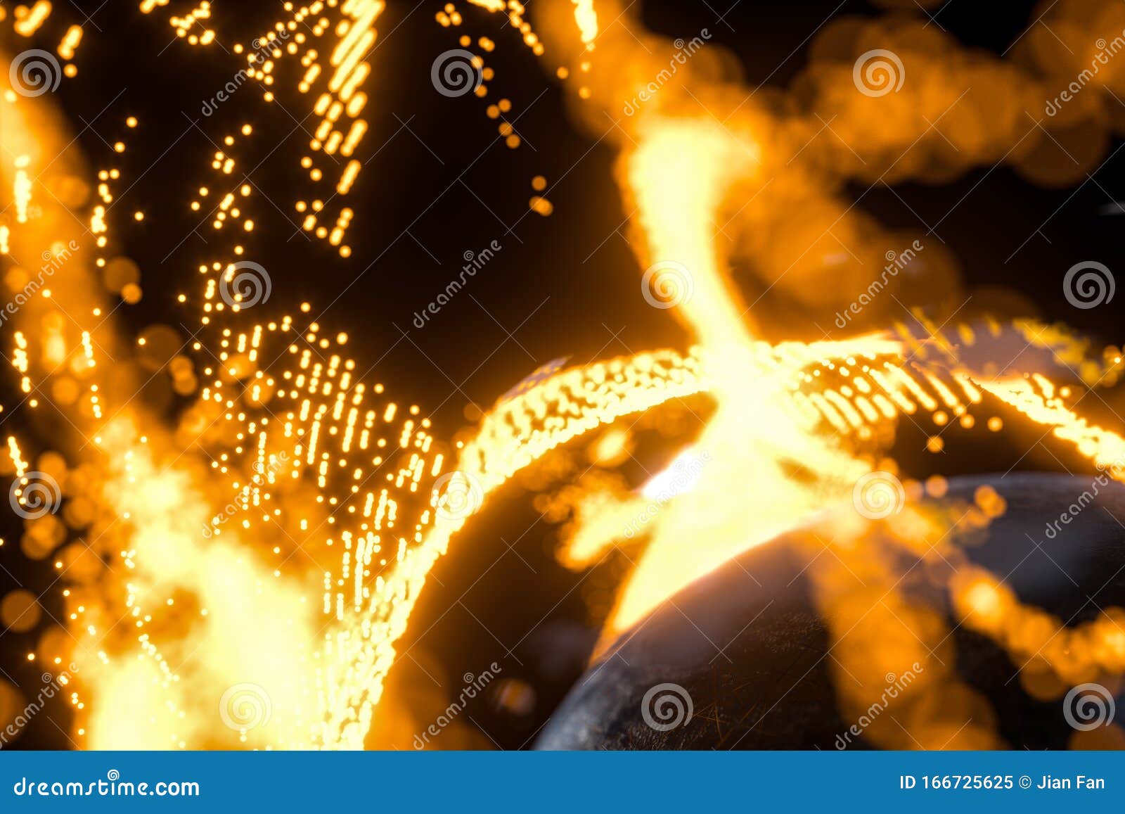 Glowing Particles Surrounding Around the Planet, 3d Rendering Stock ...