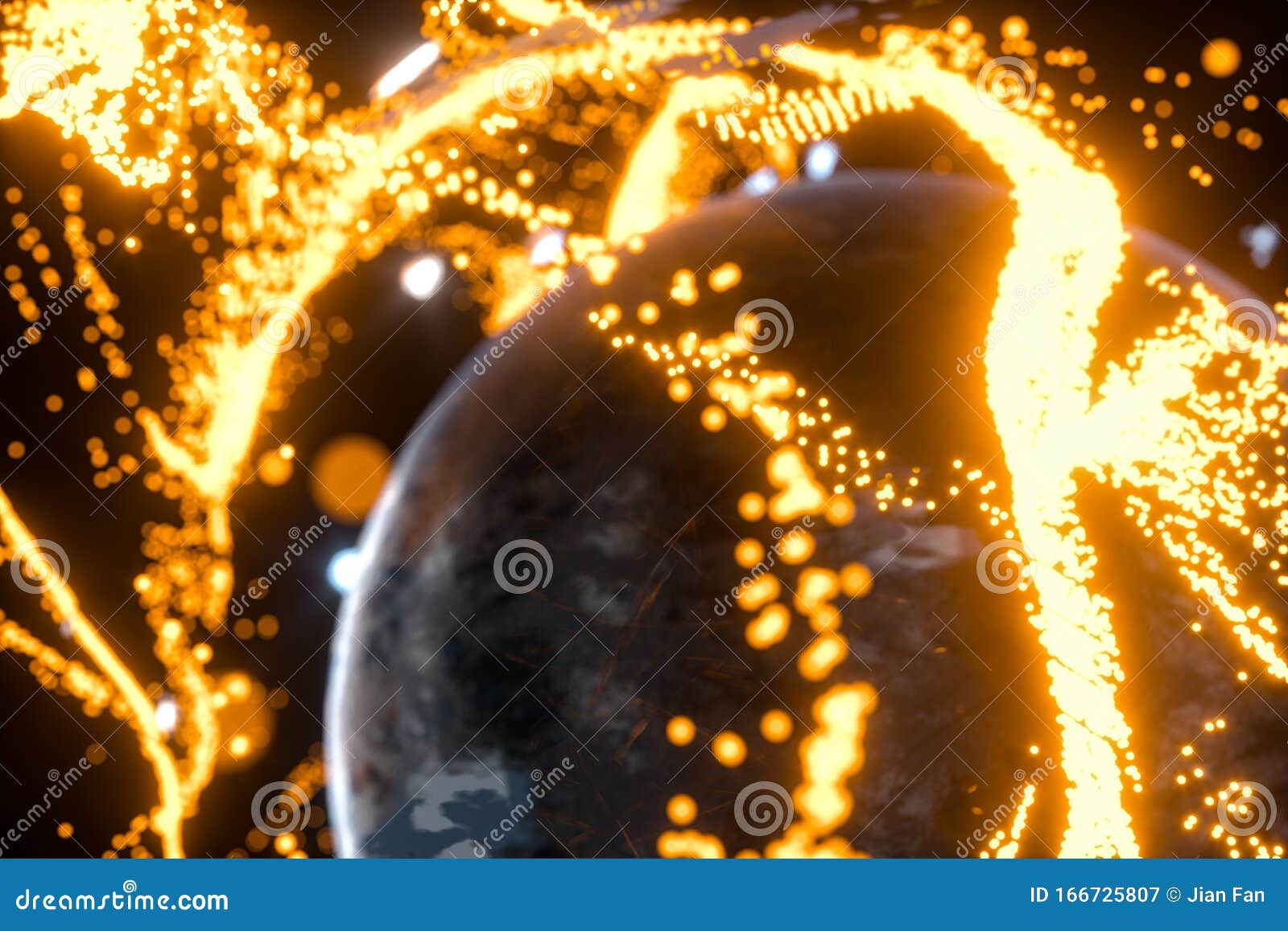 Glowing Particles Surrounding Around the Planet, 3d Rendering Stock ...