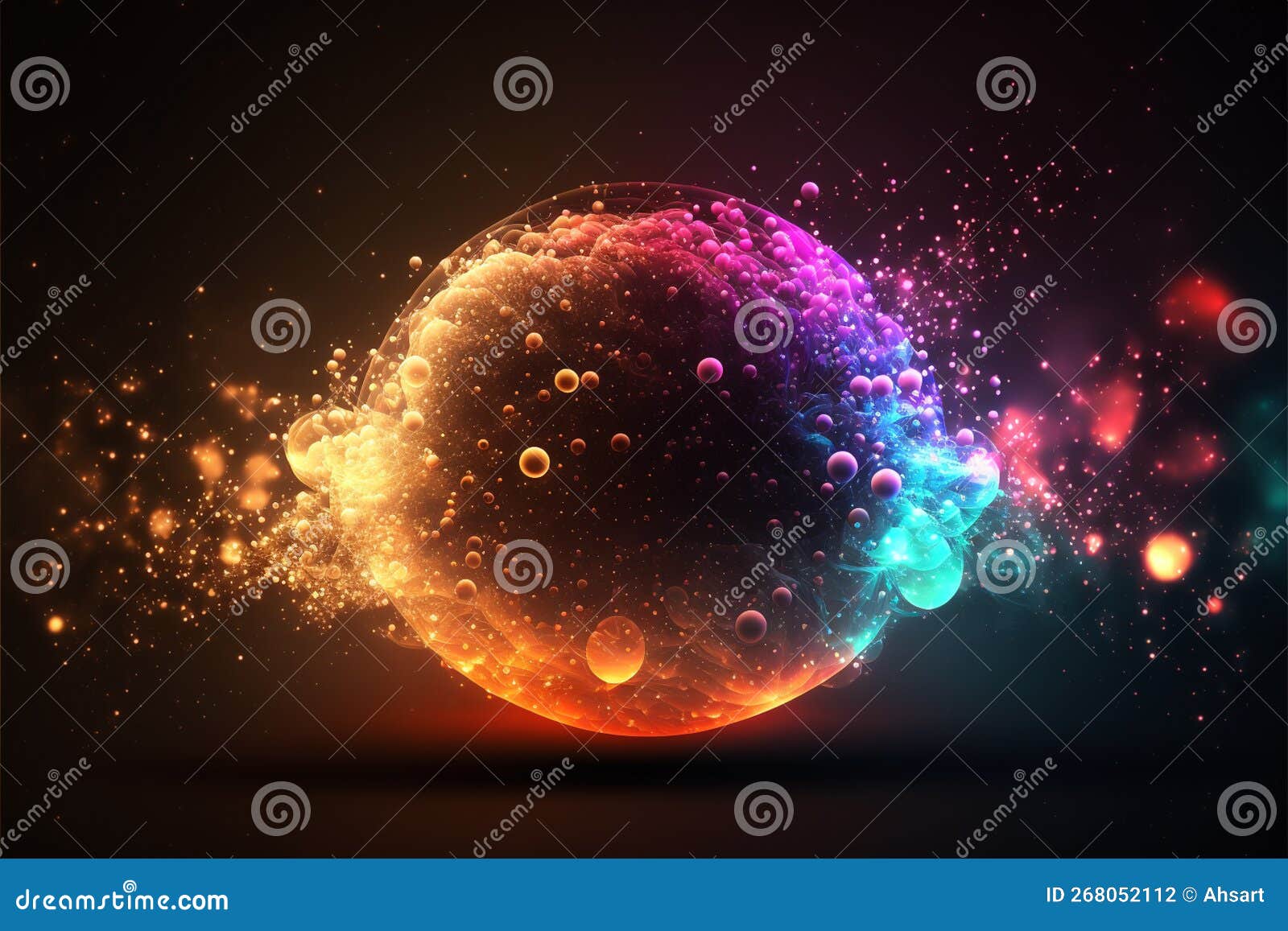 Explosion of Bright Colored Particles with Flashes of Light Stock ...