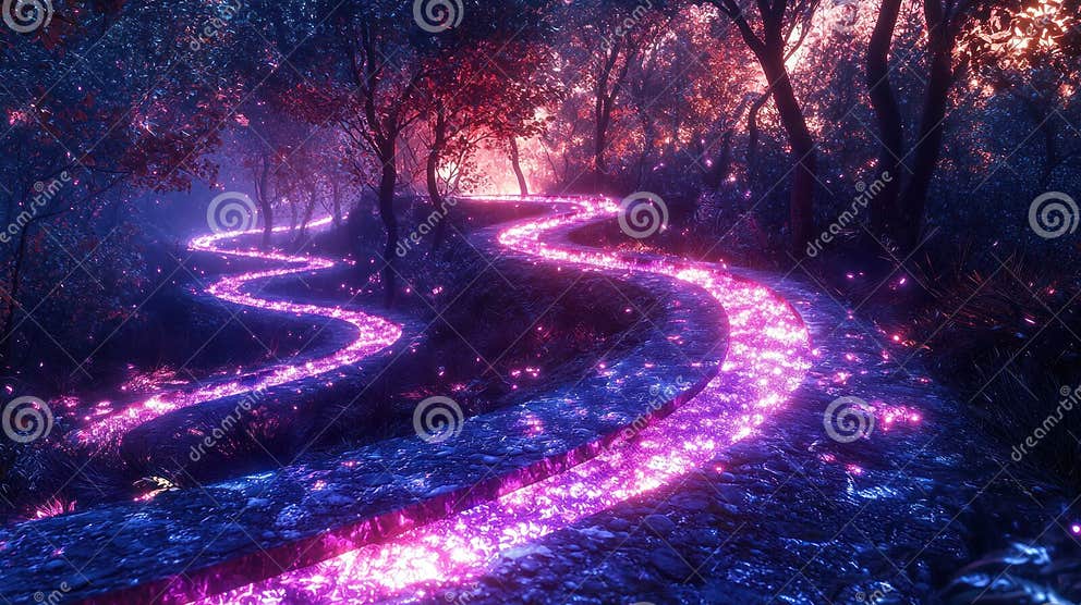 A Glowing Path through a Magical Forest Stock Image - Image of ethereal ...