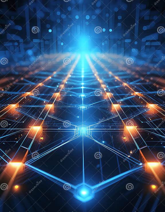 A Glowing Path of Interconnected Nodes Stretches into a Digital Horizon ...