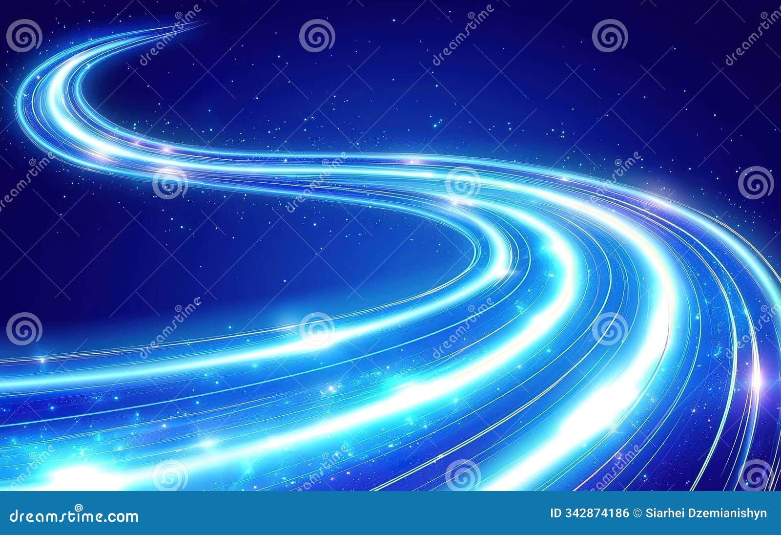 A Glowing Pathway of Light Curves through a Starry Night Sky, Creating ...