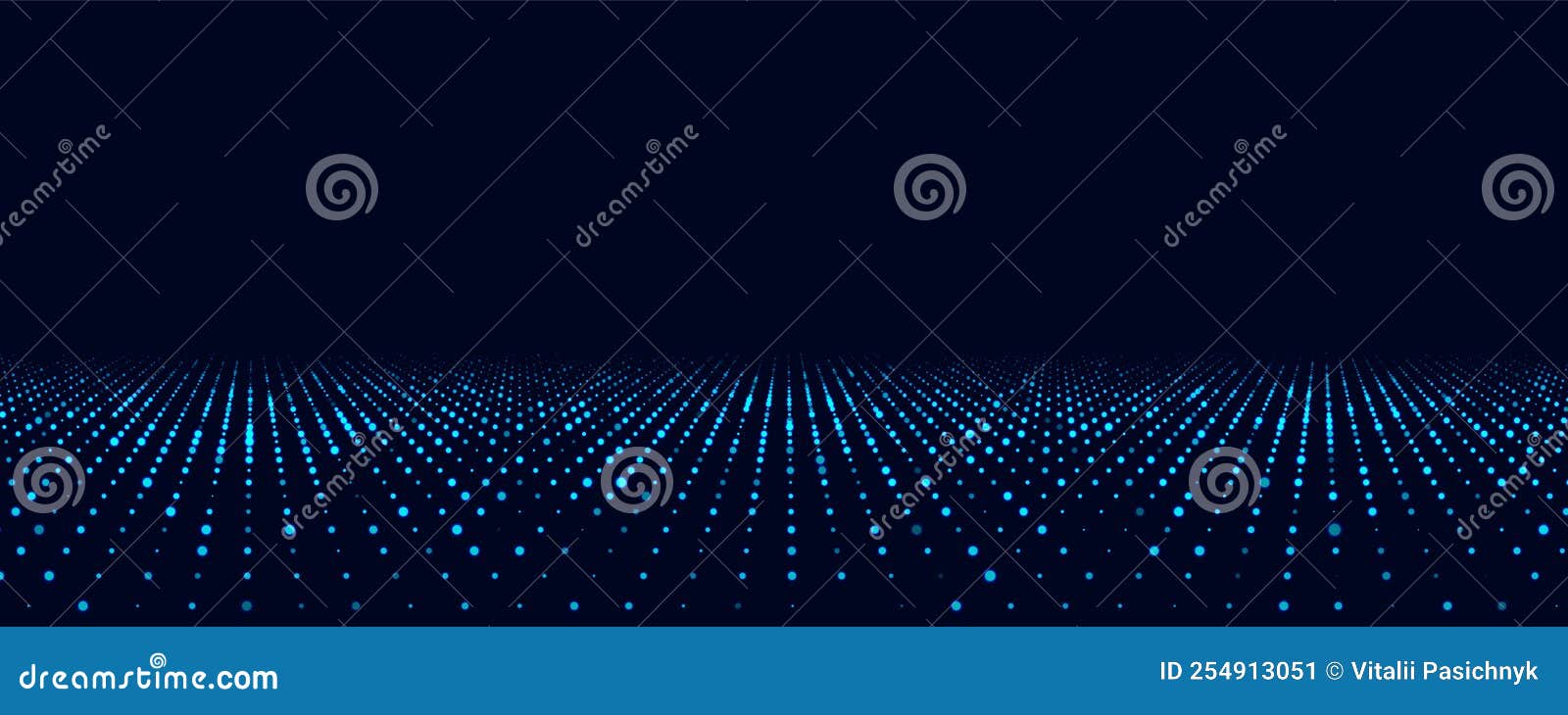 Glowing Perspective Grid of Dots in Digital Cyberspace. Flow of Shiny ...
