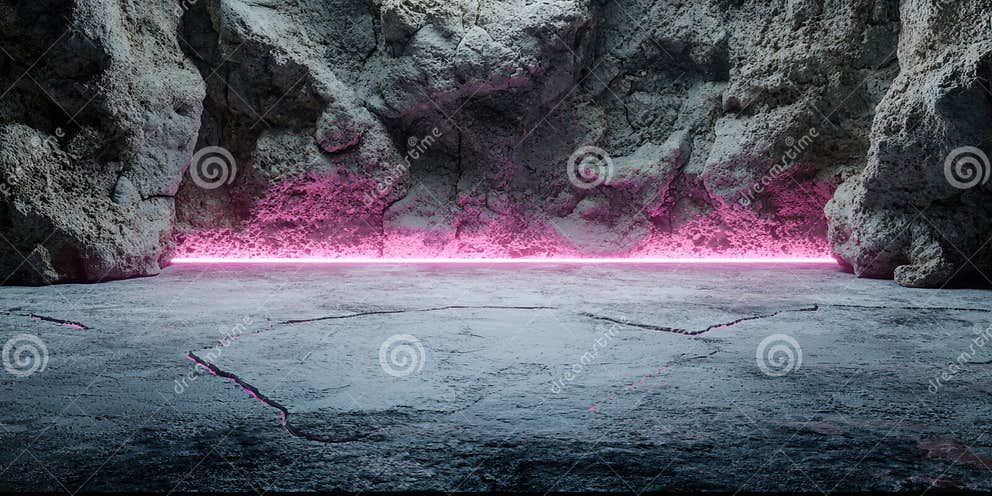 Glowing Pink Cave Landscape Stock Illustration - Illustration of ...