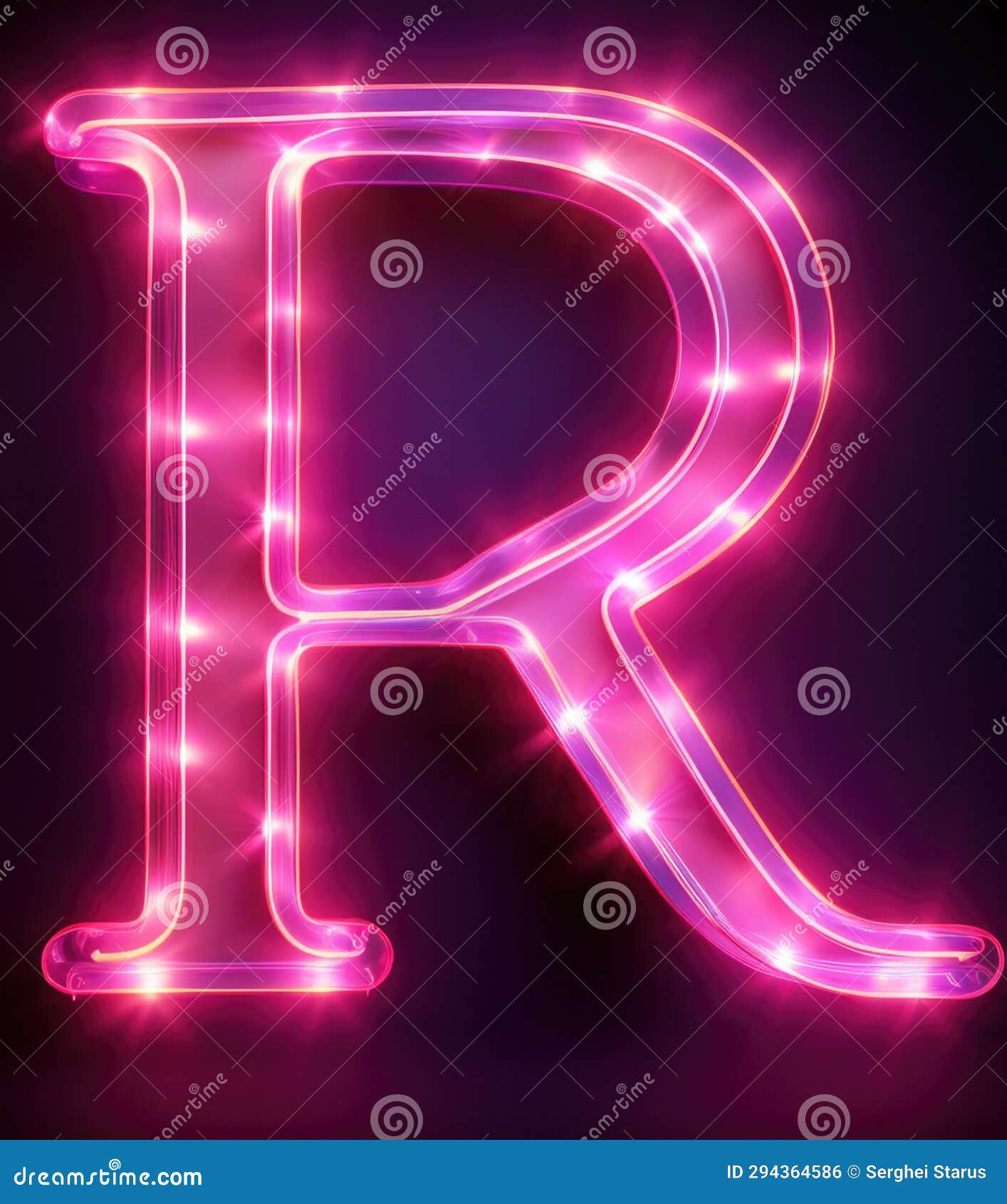 A Glowing Pink Letter R on a Black Background, AI Stock Illustration ...