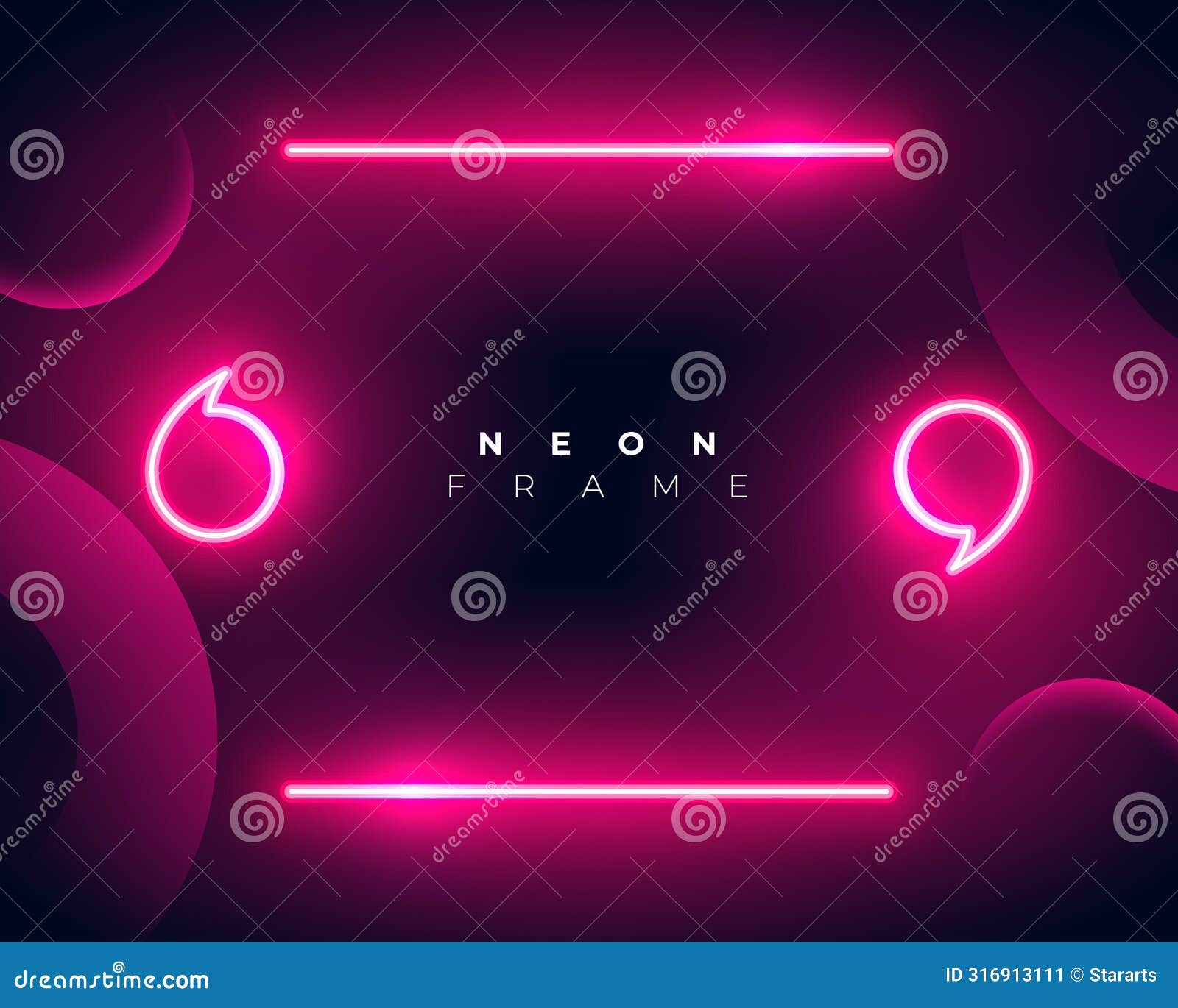 Glowing Pink Neon Light with Quotation Mark and Text Space Stock Vector ...