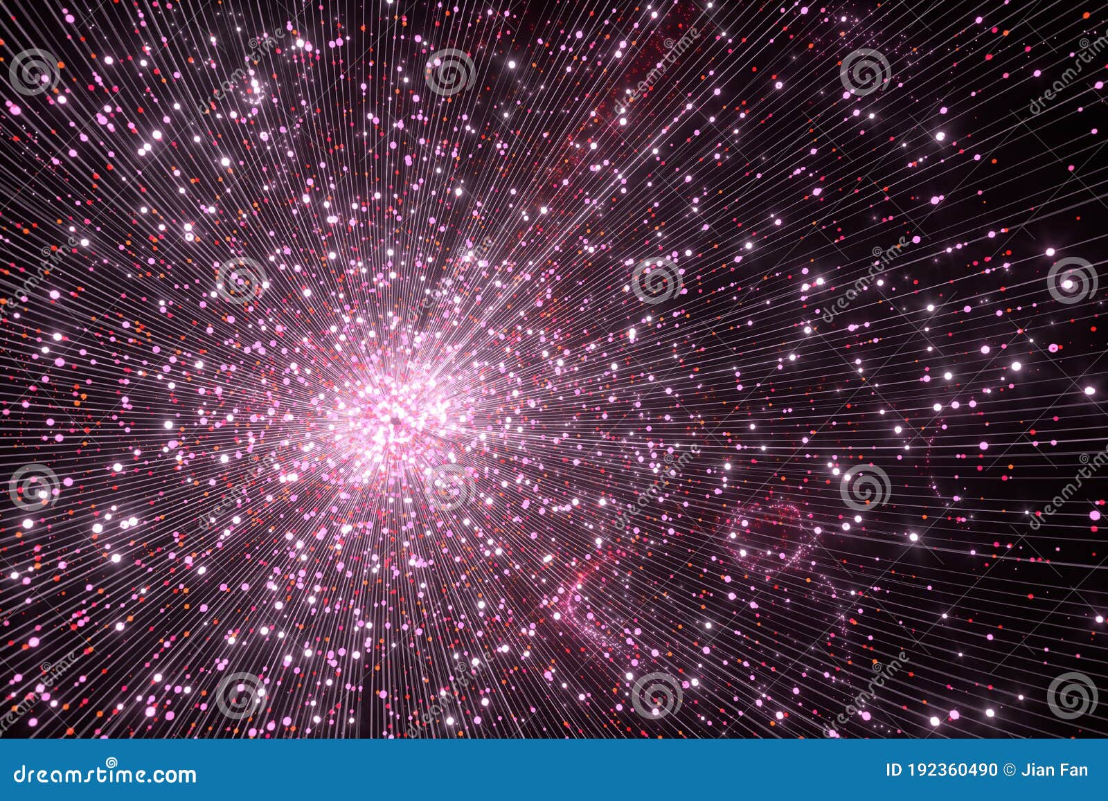 Glowing Pink Particles with Trails, 3d Rendering Stock Illustration ...