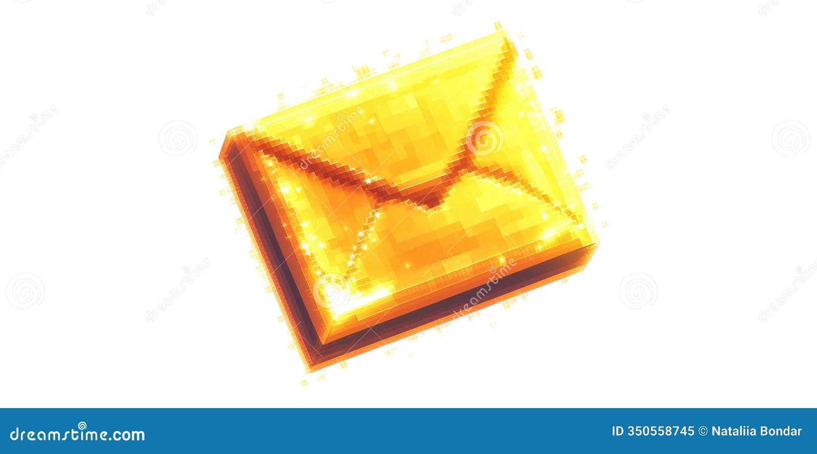 Glowing Pixel Art Golden Envelope Isolated on Transparent Background ...