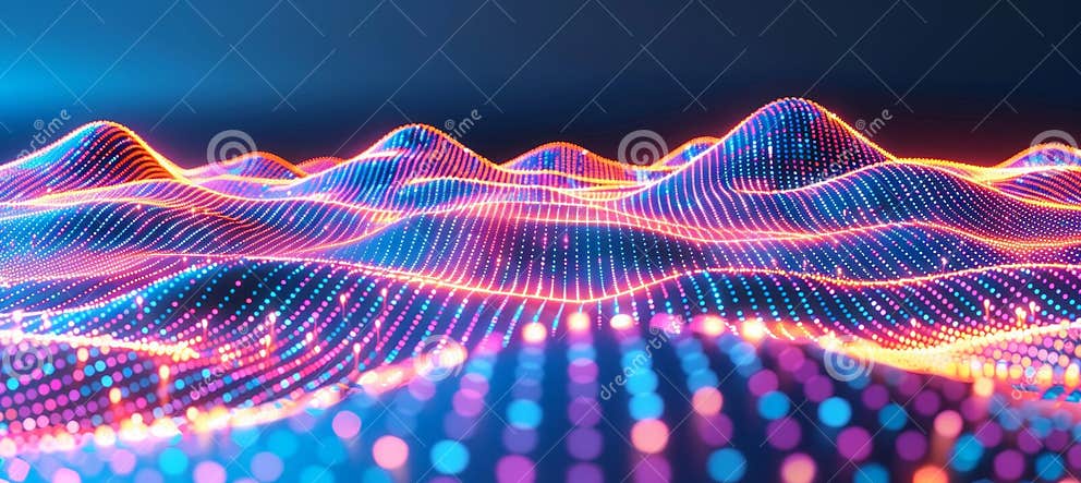 Glowing Pixelated Data Stream with Binary Code and Encryption Concept on Digital Interface ...