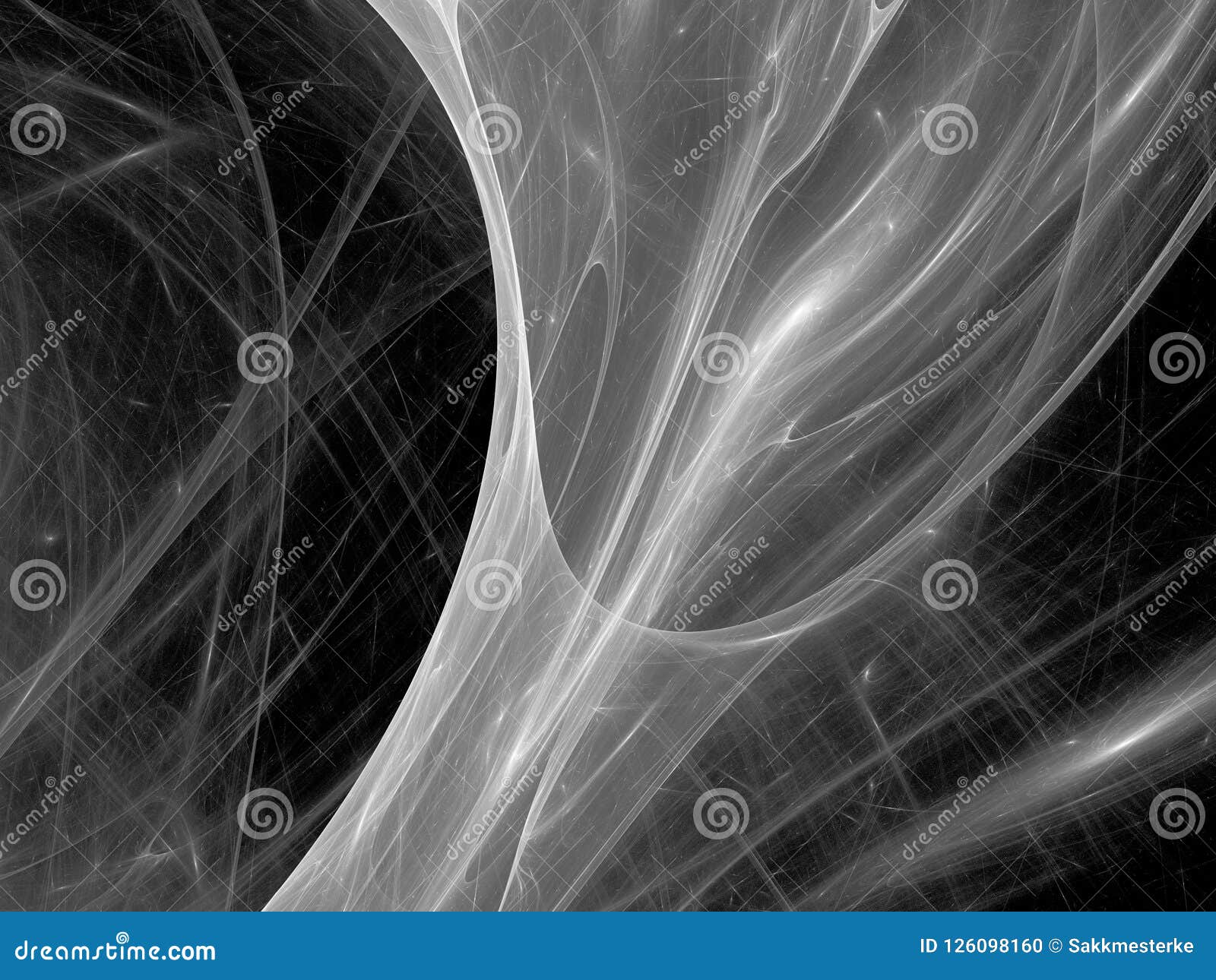 Glowing Plasma Curves in Space Black and White Stock Illustration ...