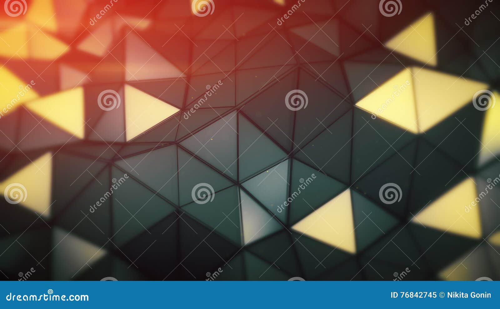 Glowing Polygonal Surface. Abstract 3D Render Stock Illustration ...