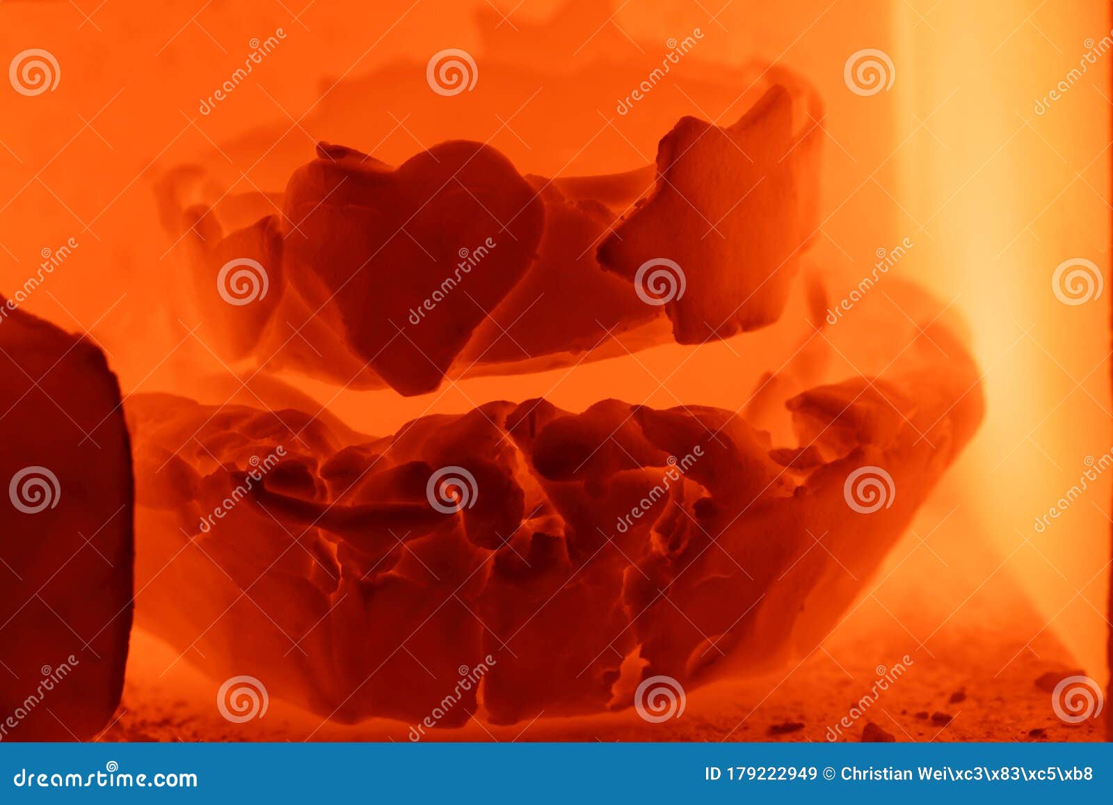Glowing Pottery during the Burning Process in a Kiln Stock Image ...