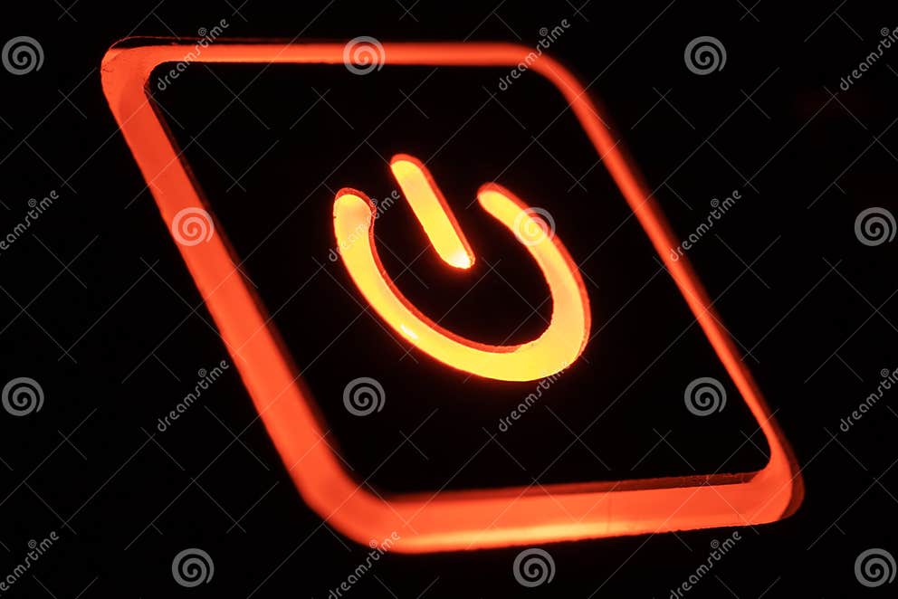 Glowing Power Button on Black Background Stock Image - Image of ...
