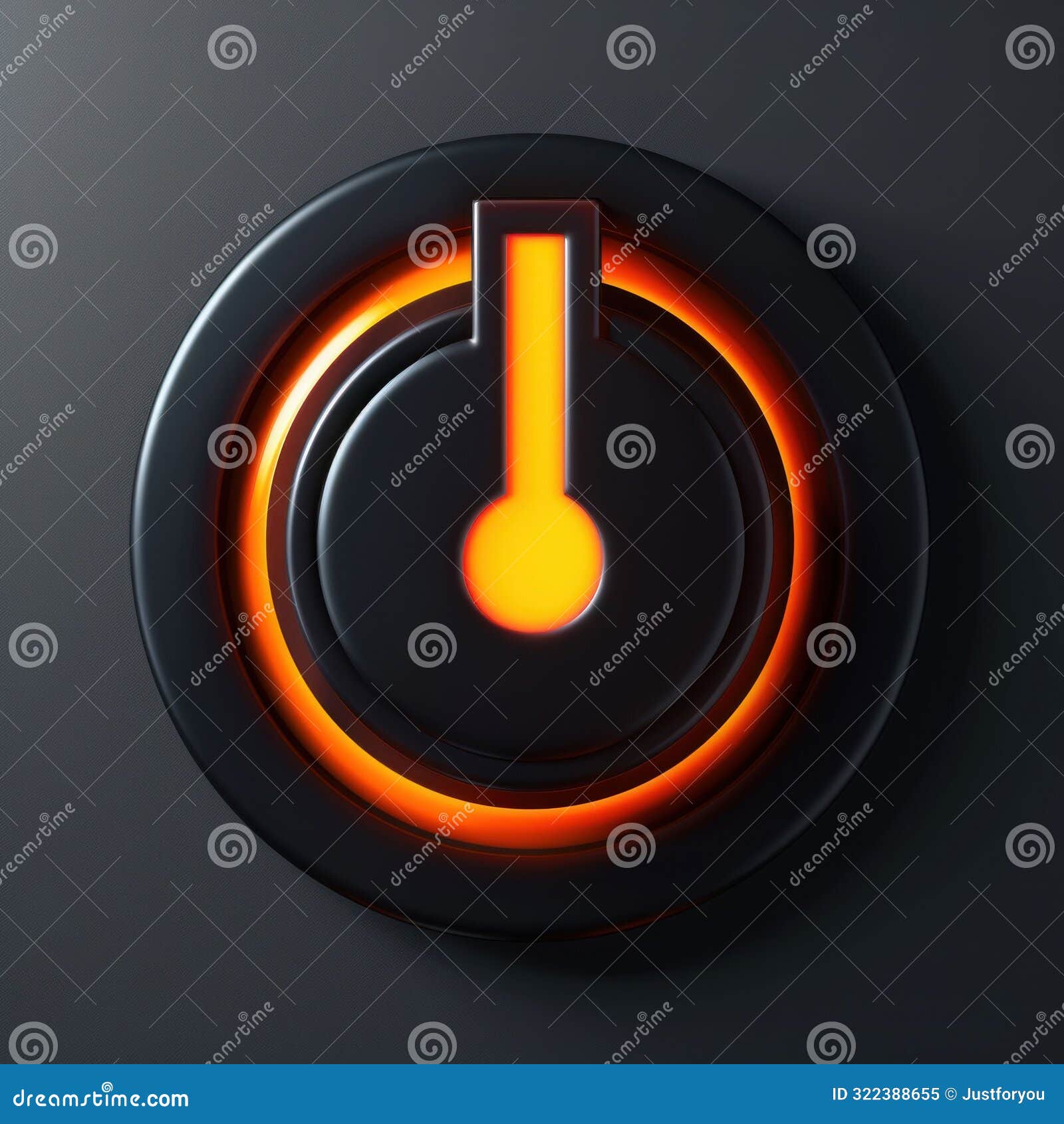 Glowing Power Button Icon on Dark Background. Generative Ai Stock ...