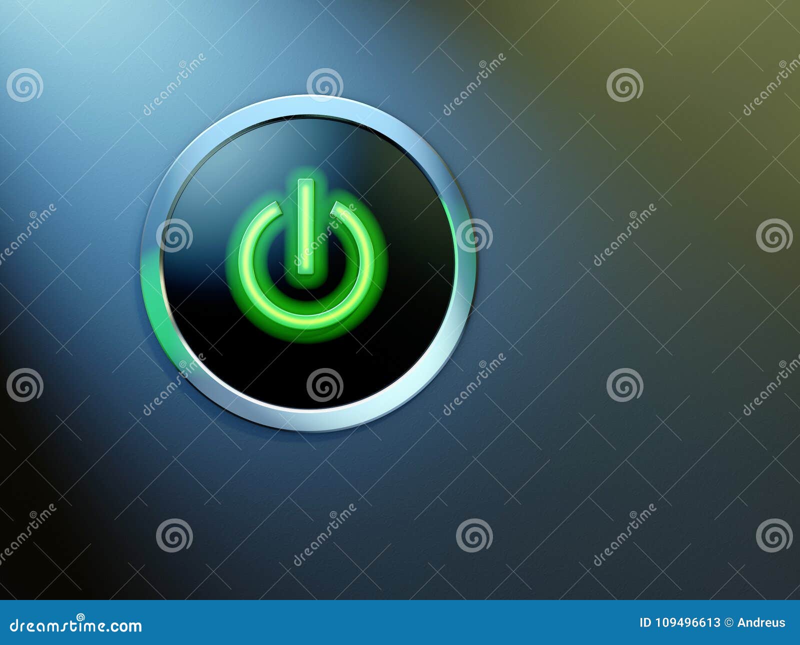 Glowing power button stock illustration. Illustration of connection ...
