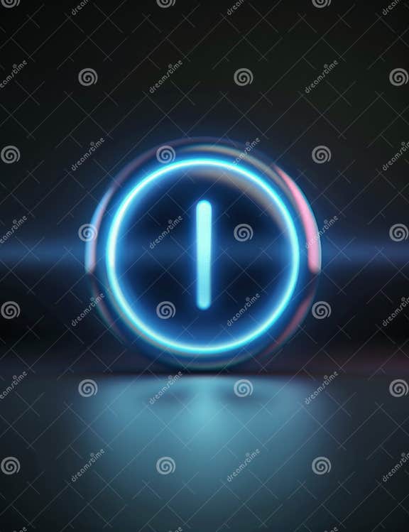 Glowing Power Button Symbol Illuminated in Dark Environment Stock Photo ...