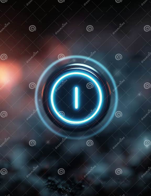 Glowing Power Button Symbol Illuminated in Dark Environment Stock Image ...