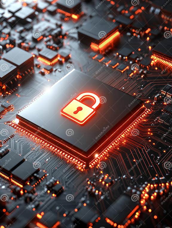 Glowing Processor Chip Security Cybersecurity Data Protection Digital ...