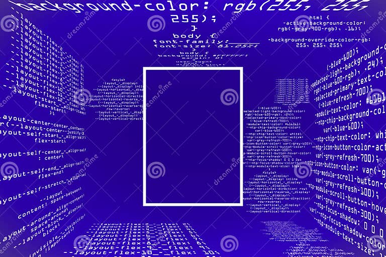 Glowing Purple Coding Programming Background with Square Mock Up Frame. Big Data and Code ...